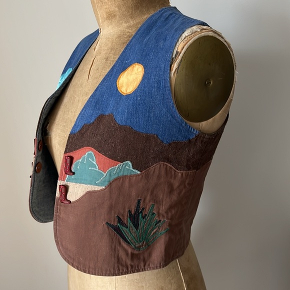 Jackets & Coats | 197s Vintage Western Cowboy Rodeo Desert Scene Vest ...